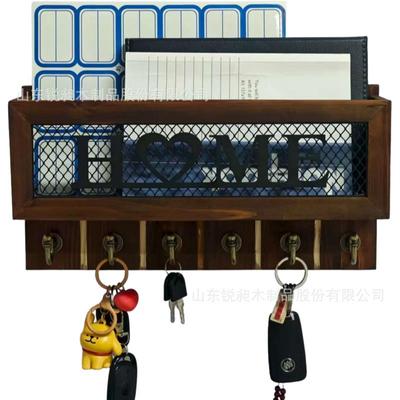 现HOME木制钥匙架墙壁货装饰RCB0650走挂墙式收邮件纳廊架办公室