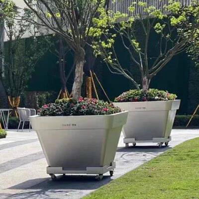 外大型树池不锈钢种槽户室外坐凳植花箱景观花架广花场花坛LHI商