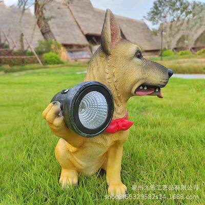 阳能树脂工艺小太狗太阳能手电筒庭户外院花园品JY21284T装饰景观