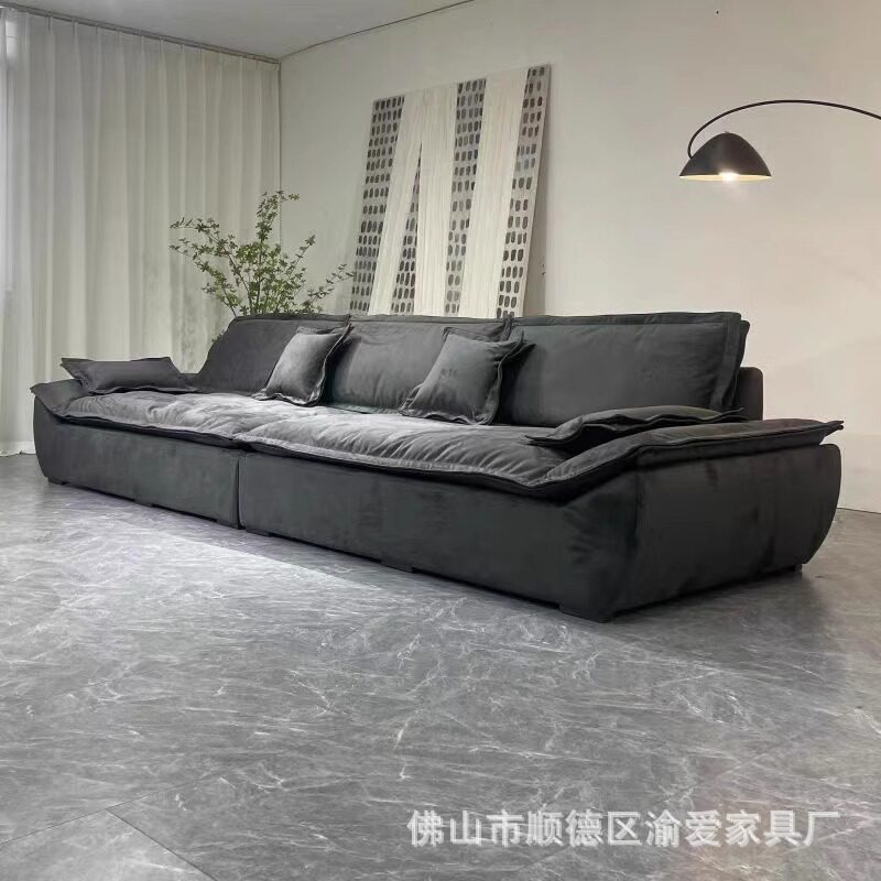意式极简超大坐深布艺沙发科技布直排客厅小户型组合帆船创意沙发