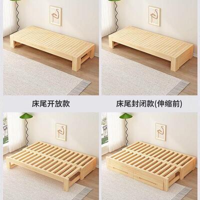 实木沙约发床简多功能折缩叠床折叠拉床一午体小户型两用QAX可伸
