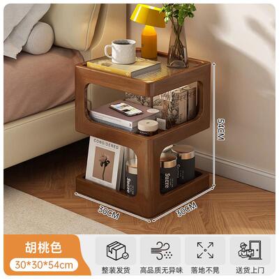 木床头柜替代实品卧床边置物架简约现代户型家小用创室意移FMI动