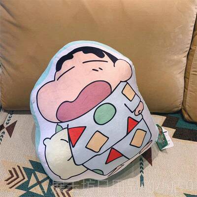 正品蜡床笔周灿单面新印花毛绒枕头卡通动画边边沙发垫