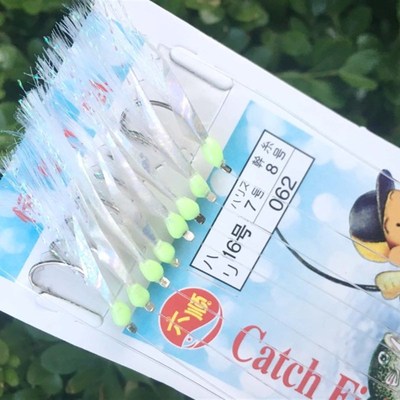 六顺8本 6本 白条钩白条串钩胶皮真鱼皮翘嘴餐条马口荧光串钩10包