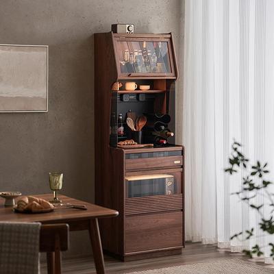 黑胡桃木实木窄餐边柜客厅储物靠墙中古DIV小柜酒户柜型收纳高茶