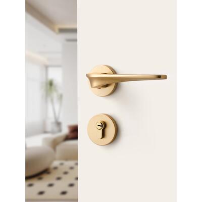 金音色卧室锁门锁无品牌/室内木门锁磁吸静机械把房门房间极简分