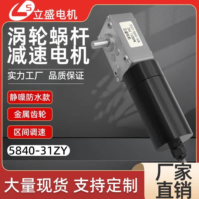 立盛5840-31ZY防水直流齿轮减速电机 正反转调速12V24V大扭矩马达