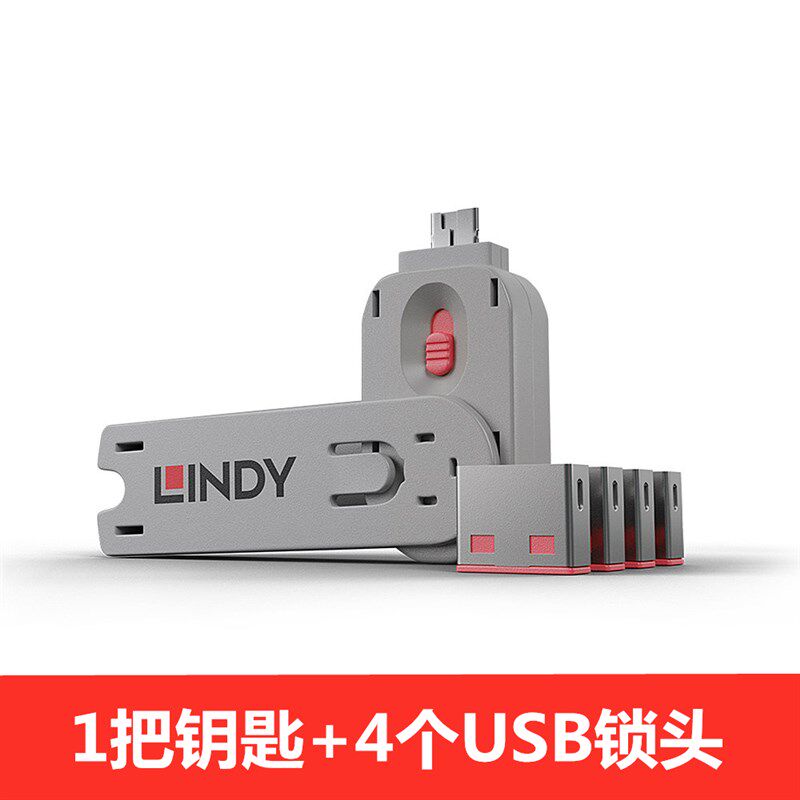 LINDY笔记本台式机资料 防盗电脑堵塞器USB锁 USB通用电脑锁