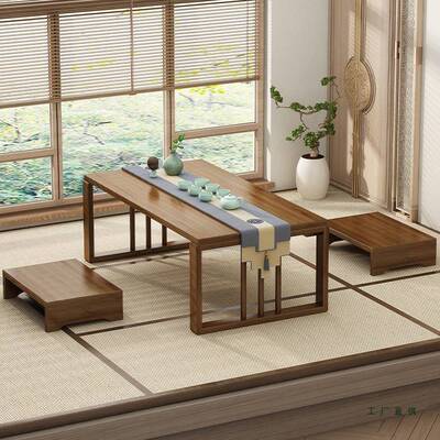 飘窗桌子小茶几实木禅意日式榻榻米炕茶桌卧桌室家坐地矮折叠3084