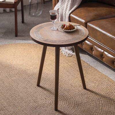 摩沙洛哥复雕花发边无品牌/几休闲创古意圆形实木简民宿阳台诧寂