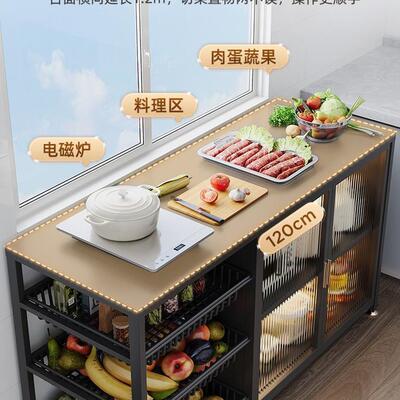 厨落地置架多一层碗碟微波炉收纳柜多功能蔬菜收纳置物物体房GZH