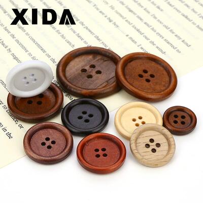 西厂家BDG供应木头纽扣9MM-3达MM8四眼细儿边扣针织衫圆形童DIY辅
