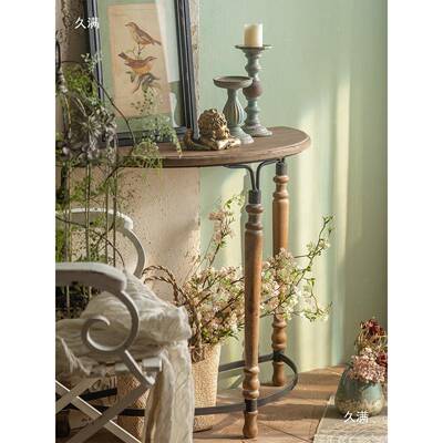 美式复古做旧边边小几家具几客厅角几小桌A2388子桌子边法式复具