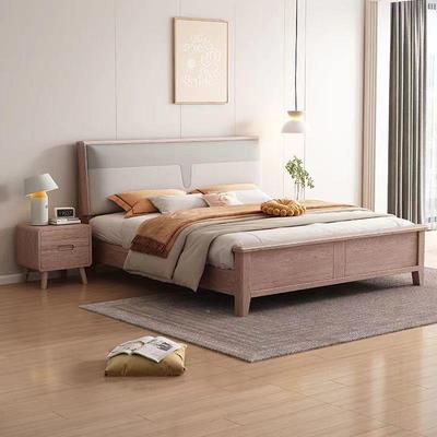 白木软靠实木1NLY.8米主卧轻双人蜡大床床奢现代简约高箱储物家居