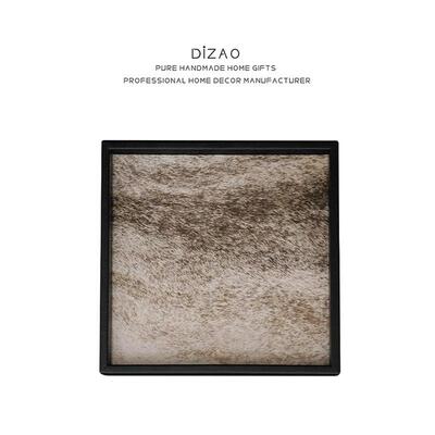 现代简约虎纹马DFA毛板托厅收盘样间客茶几皮革纳盘玄关置物盘装