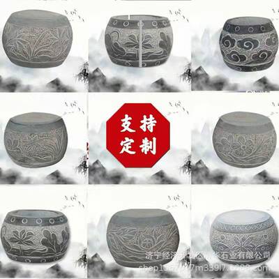 柱墩石各种规格柱墩石古建园林仿古柱顶石青石刻画柱础石青石柱墩
