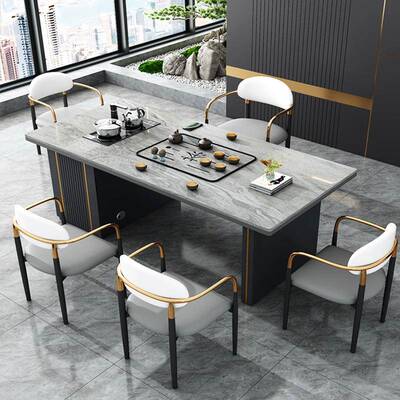 约轻奢岩板茶椅代简现家用客桌厅小茶台阳台办TQF公室烧水壶网红