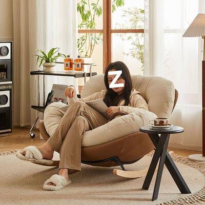 奶油FMI风客厅摇摇人成人阳台家用休闲躺椅轻奢室卧单懒人沙椅发