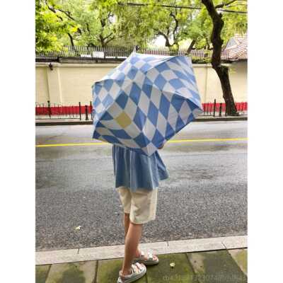 高档BLE格Uet ROSE原创棋盘夏季防晒雨 伞银胶五折迷晴你伞