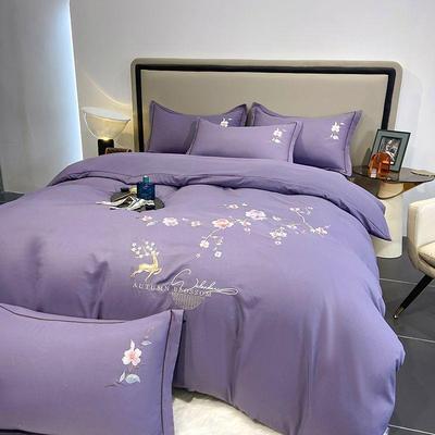 纯色刺四件套新款被罩磨TXV毛亲肤床水被洗绣棉套单床上用品