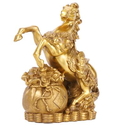 铜记厂家杨马上财马神生铜马元宝摆马肖马件聚宝盆马