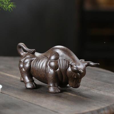 宜兴紫砂创牛斗摆件意VGD雕塑牛气冲茶宠可养茶具配天件