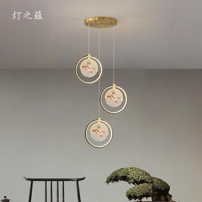 新中式楼梯吊灯现代中式72中023新款国风别墅公寓长复式全铜吊楼