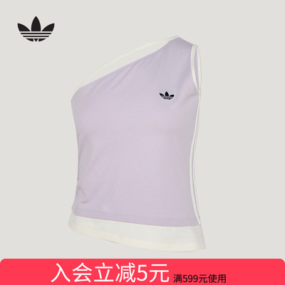 adidas阿迪达斯三叶草单肩运动修身上衣26春女常规版背心 KY5697