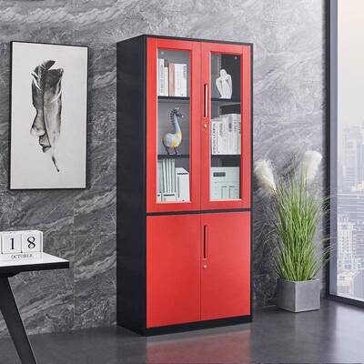 办公BYQ室铁皮柜带抽屉单玻窄边储物柜文件门柜书柜带门档案资料