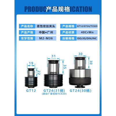 GT12攻丝GFP机夹国标ISOJIS德DIN英制标INC柔性日快换丝锥头攻牙
