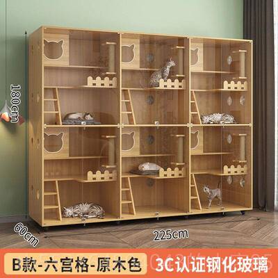 高档示宠物店实木猫猫别墅猫咖猫笼璃子豪柜华玻展柜繁育笼寄养笼