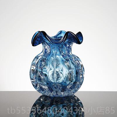 高档高级创意气泡琉璃花瓶轻艺术福袋波浪口家插花瓶高居感档奢摆