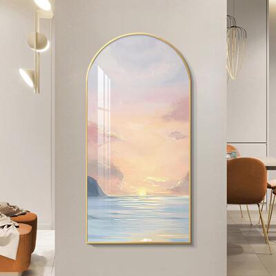 GX-A00720门25款玄关入户饰画日出风景过道装走廊新壁画竖版拱形