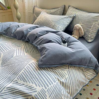 简约秋冬wl-ry111季厚磨毛被套单件单纯棉x全棉150200加x230被罩