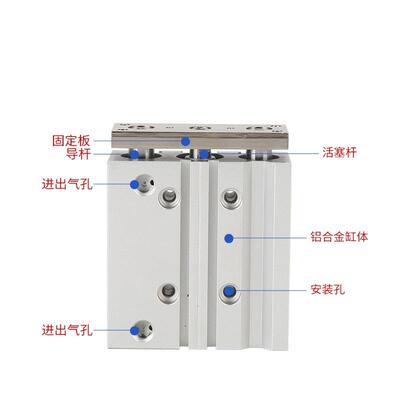 亚德客型气缸TCM12X10/20/25/30/0/4507/15/00薄型带导杆TCM12-20