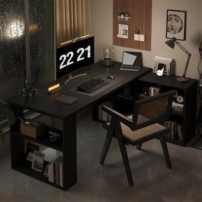 转角EGN桌书架体L型电脑桌桌学生家用写一字桌拐角办书公桌卧室