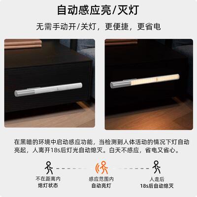 跨爆LBF款人境体感应橱柜灯ld智能衣柜灯免布e线磁吸充电小夜灯条