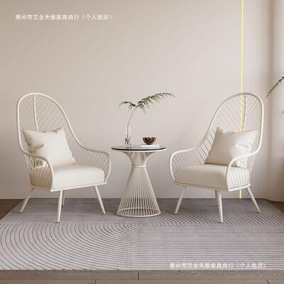 奶油风户发BOK外阳台休闲沙桌椅组椅简约单人茶几一桌庭院三件套