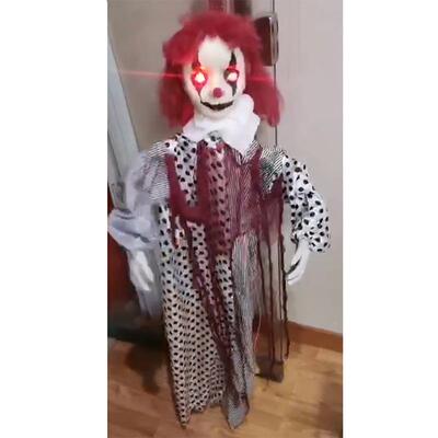 万SCU圣节装饰鬼屋酒光吧场声景布置电动声控感应小吊丑鬼发发音