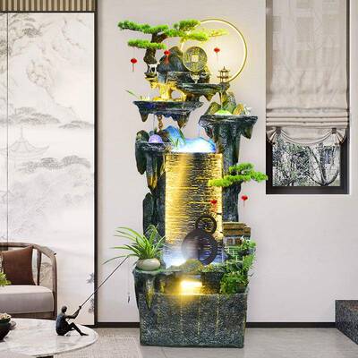 中式假山喷泉流水UZB摆开件循环水缸室内落客厅办公室地景鱼观业