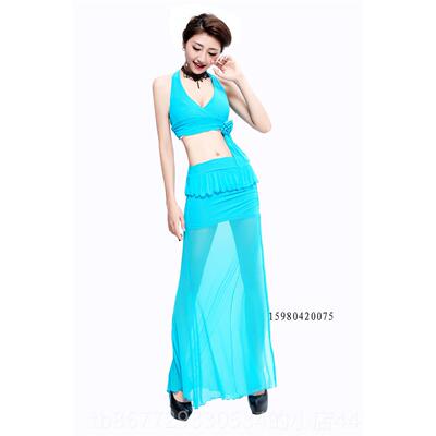 高档场kv小姐演出分体长裙露背作性感透视桑拿晚礼服洗浴t技夜师