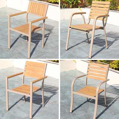 安菲庭院花园塑木桌椅组合别墅露台简约休闲室外桌椅塑木户外桌椅