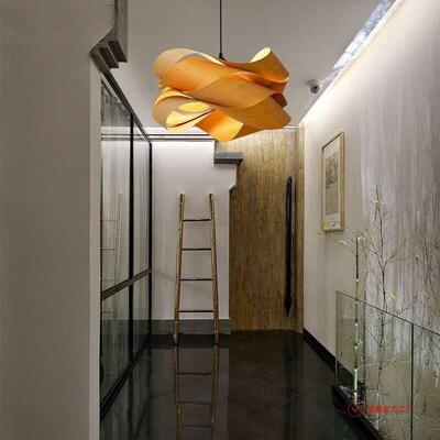 日式意木皮吊灯客室厅卧餐厅餐原桌民宿195楼梯间木风装饰创木质
