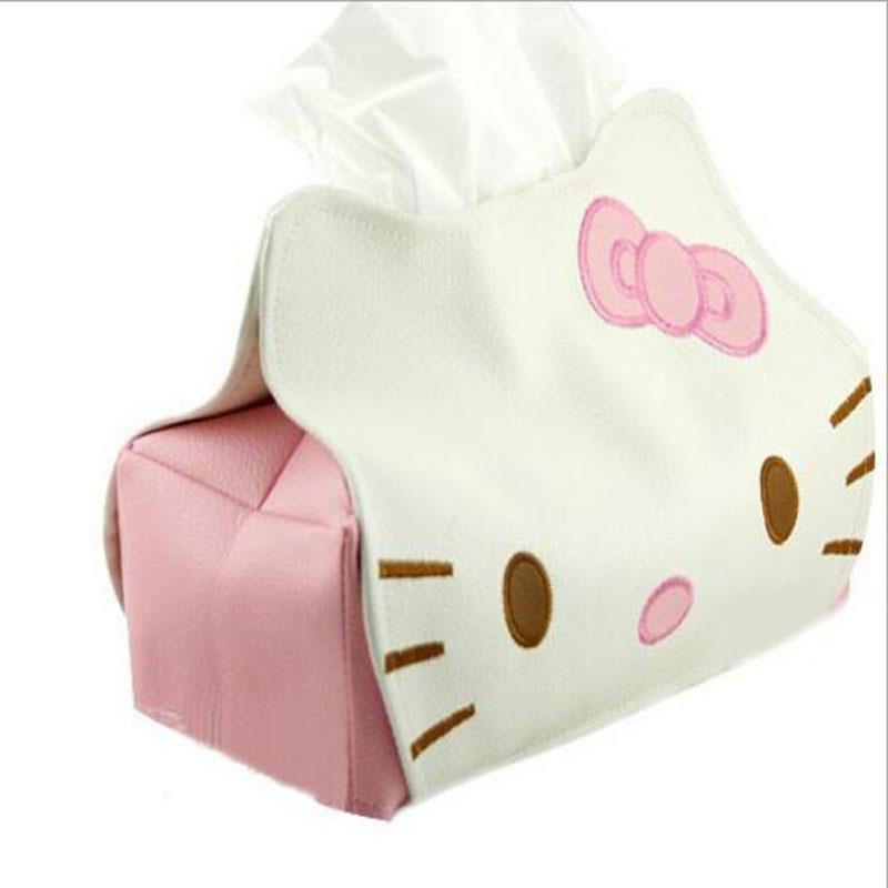 可爱卡通PU车载皮革纸巾抽纸巾盒套纸巾筒猫抽纸盒