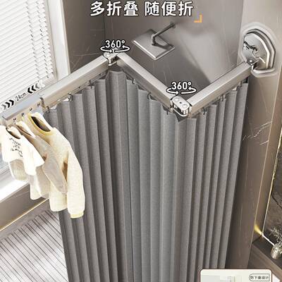 浴室浴生F98H7865帘吸盘淋折叠隐形免打孔卫间湿分离洗澡防水干浴