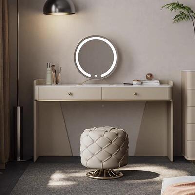 意式轻奢然天大理石TVR梳妆台别墅大平层主卧化妆现代石奢桌梳妆