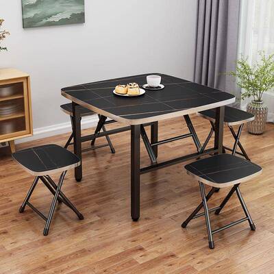 家折叠DGS用方桌宿舍租房不锈钢边桌椅户外露营吃饭便小携式包矮