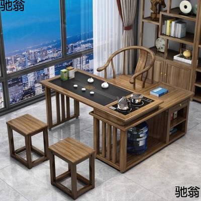 木旋茶桌家用阳台移动茶壶台喝茶实桌椅组合小茶转GDO桌烧水套装