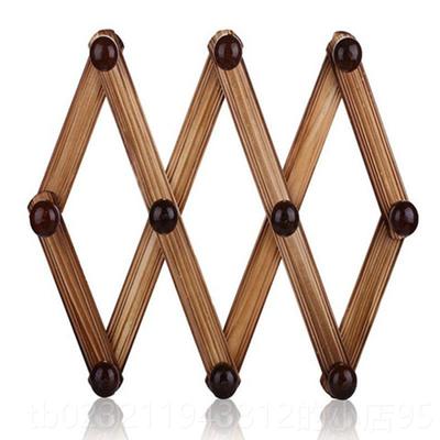 高档10钩挂衣木质伸缩挂墙上架壁架衣包帽架可折叠门上包衣服挂钩