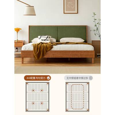 赫TEJ尔实木包床樱桃木软日式家具1.85主单人床1.米卧双人复古床